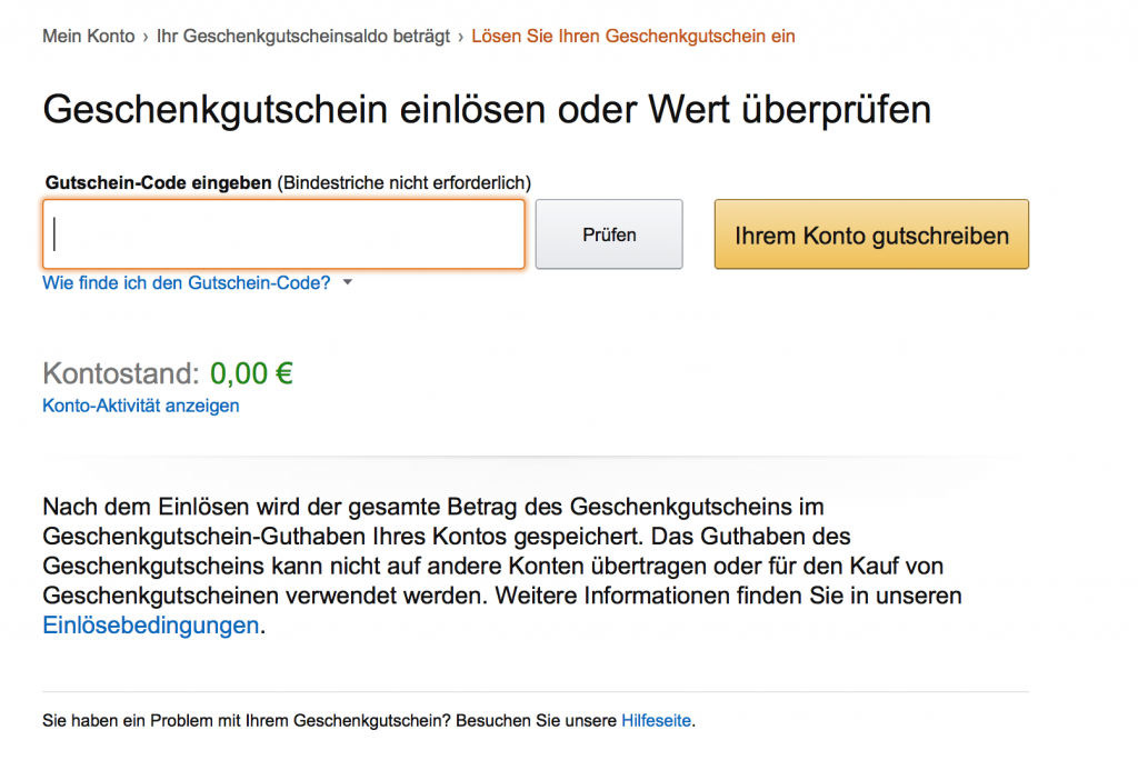 Amazon-Gutschein: Gilt der Code noch?