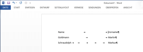 Word Tabulator: Tabstopps richtig nutzen und Abstände einstellen