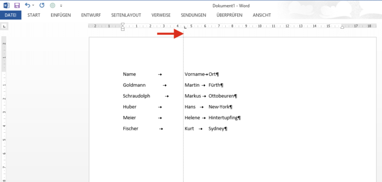 Word Tabulator: Tabstopps richtig nutzen und Abstände einstellen
