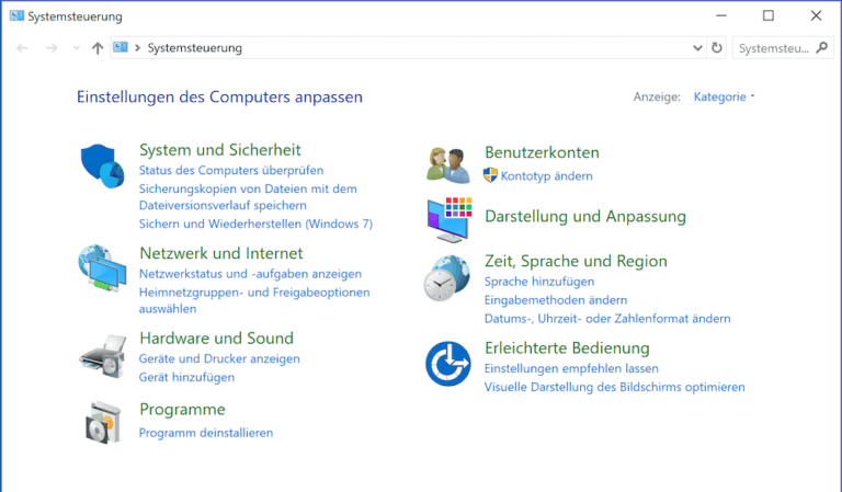 Systemsteuerung schnell aufrufen in Windows - so geht's