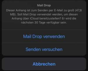 Apple Mail Drop einschalten