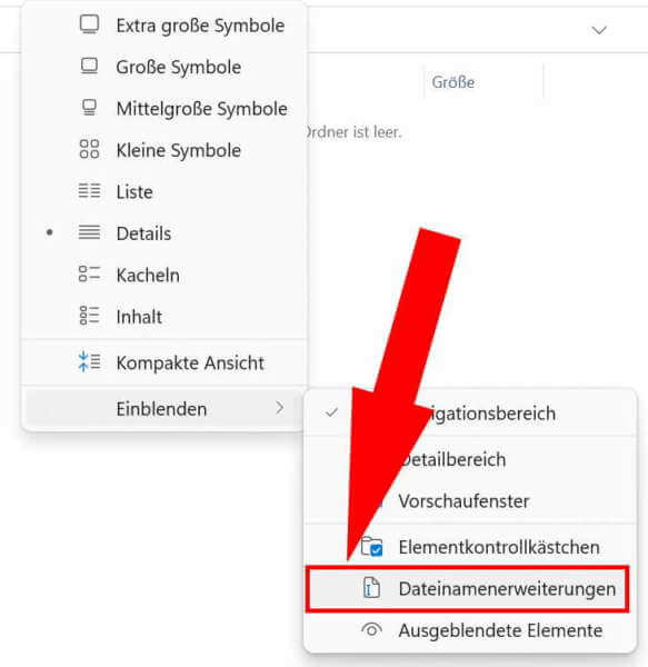 Windows 11: So zeigt der Explorer auch Dateiendungen an